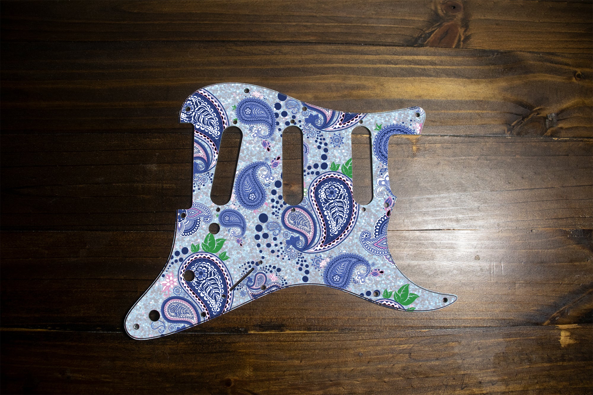 Vintage Paisley Blue on Blue Strat Pickguard by Carmedon