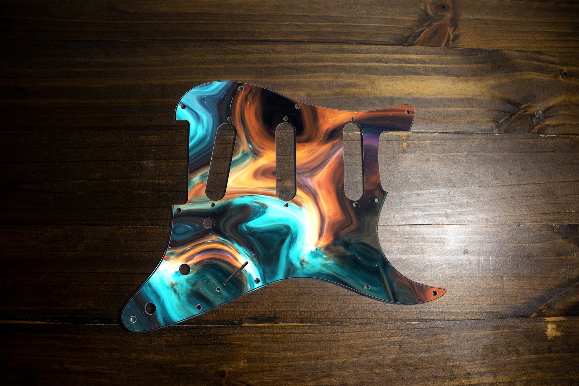 Dark Crystal Orange and Green-Psychedelic Strat Pickguard by Carmedon