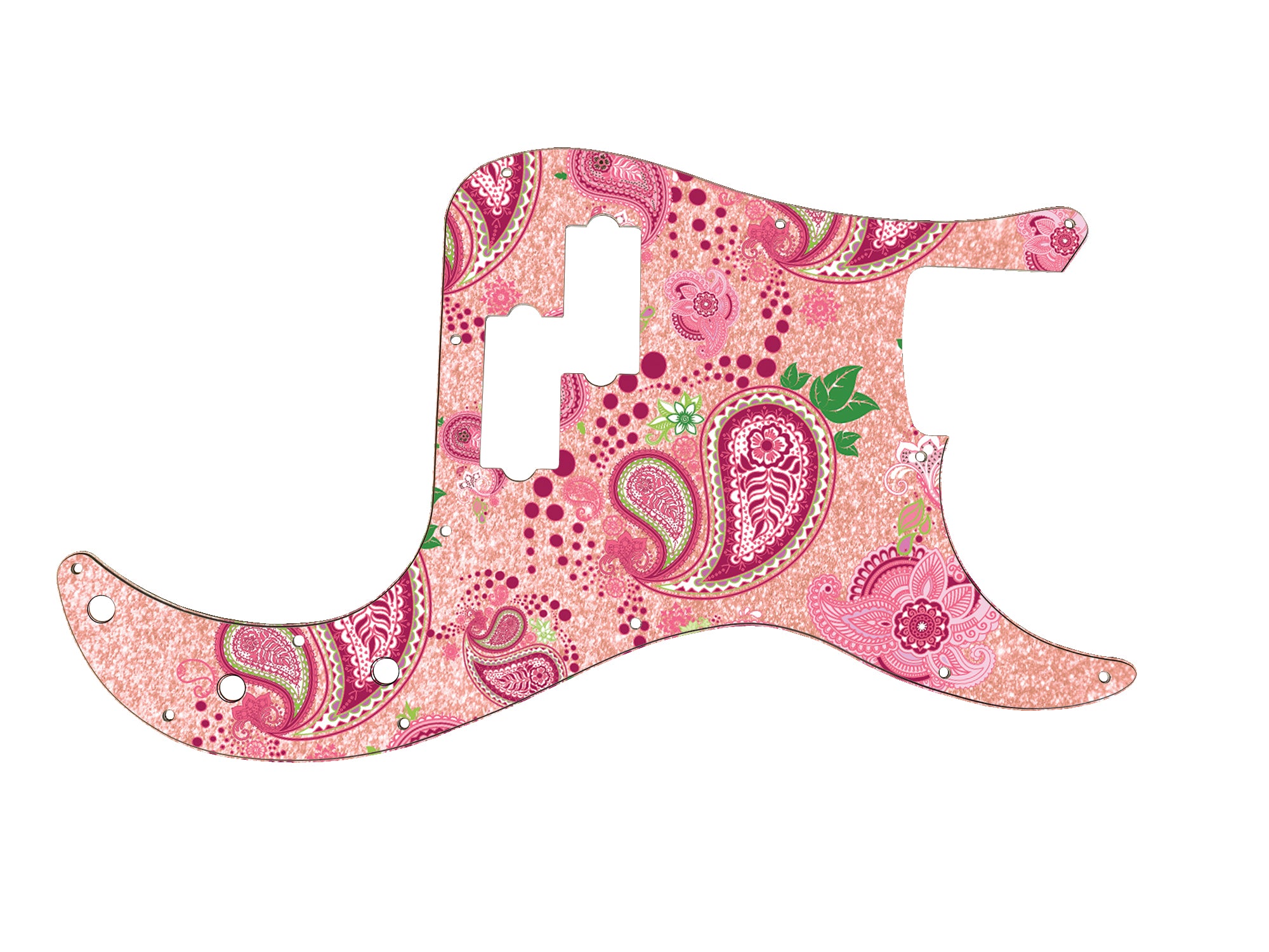 Pink on Pink-Vintage Paisley Precision Bass Pickguard by Carmedon